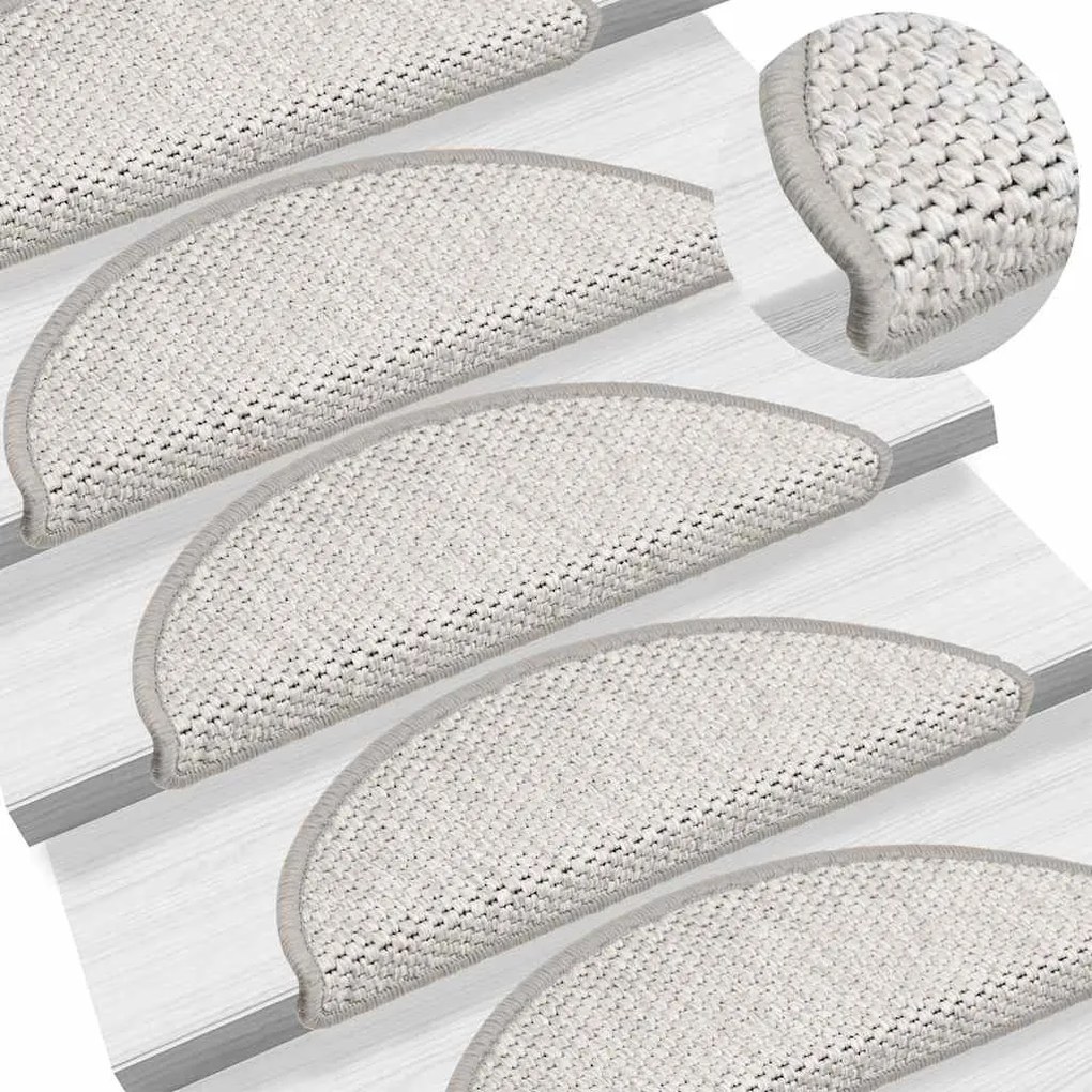 Samolepicí nášlapy na schody sisal 15 ks 56 x 17 x 3 cm platina 326858