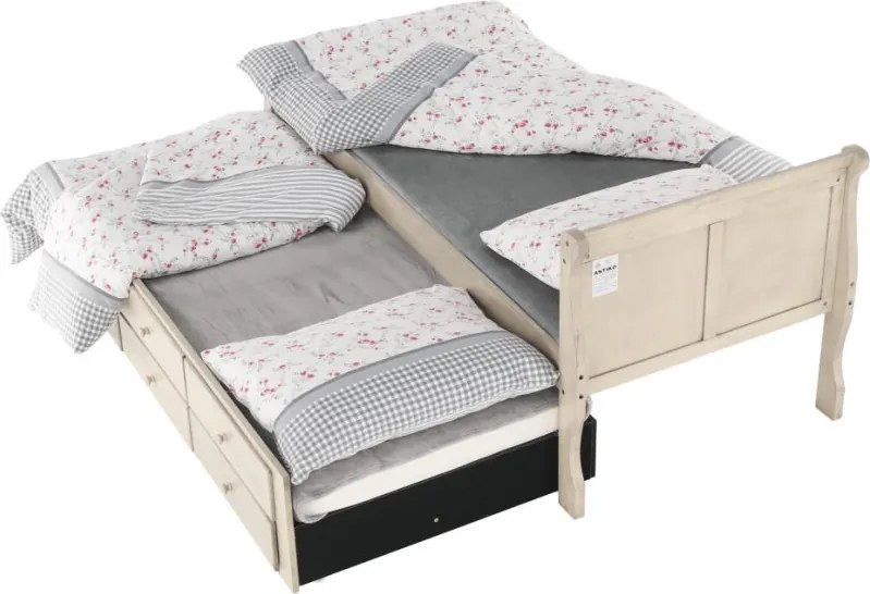 Postel s přistýlkou, 90x200, antická bílá, ANTIKO Kondela 0000258490