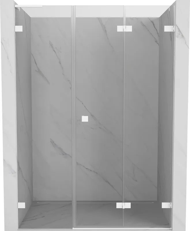 Mexen Lunar-F, L pravé sklápěcí sprchové dveře 140 cm, 8mm čiré sklo, bílý profil, 836SL-140-050-20-00-P