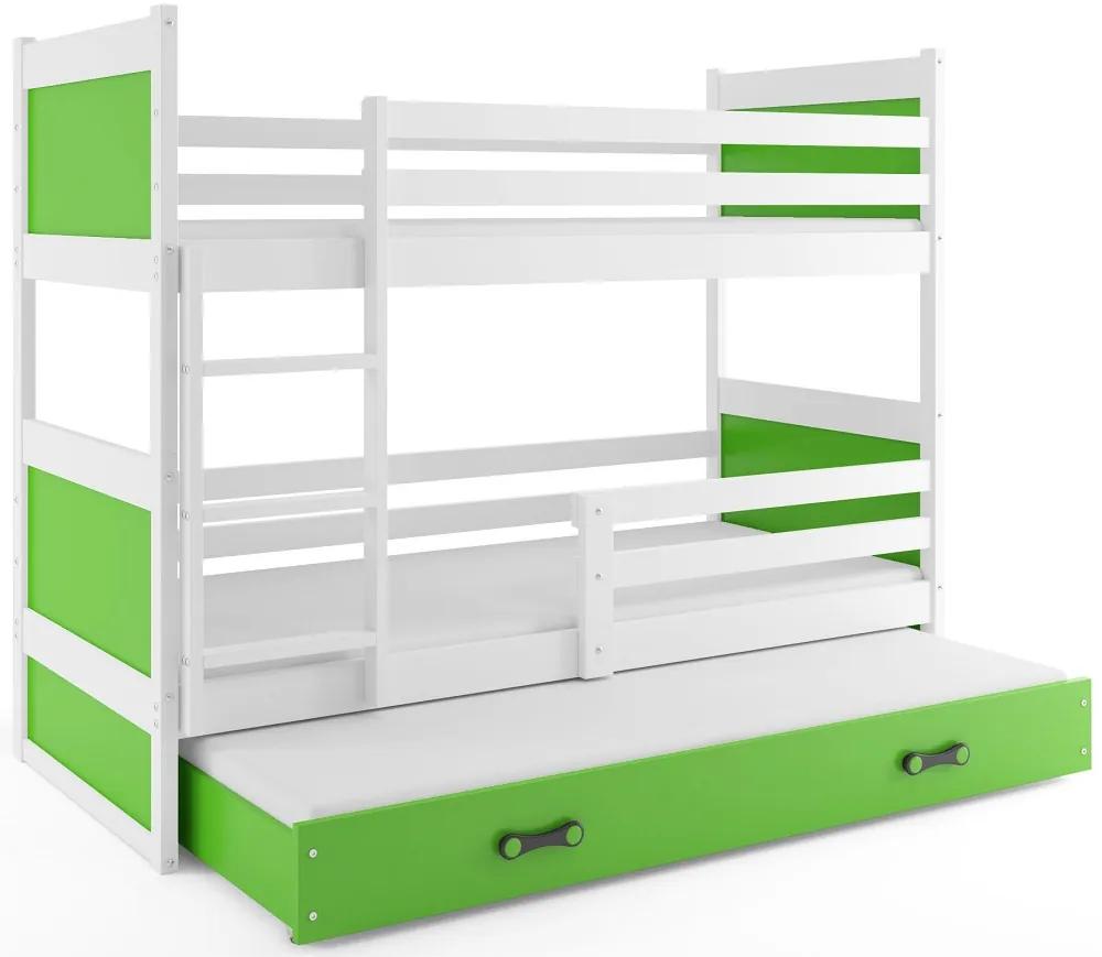BMS Group Dětská patrová postel s přistýlkou RICO bílá Velikost postele: 190x80 cm, Barva šuplíku: Růžová