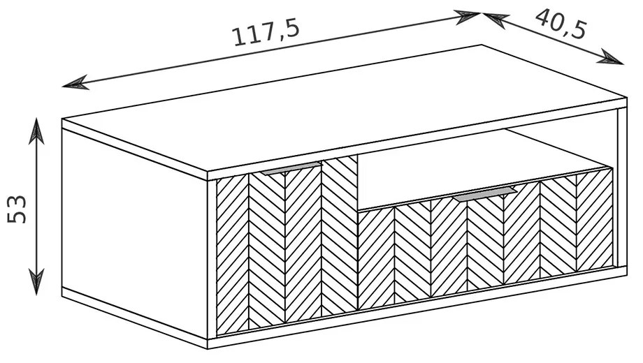 FONTI | TV stolek F-7 + kovové nohy 12 cm | 117,5 cm | dub karamel