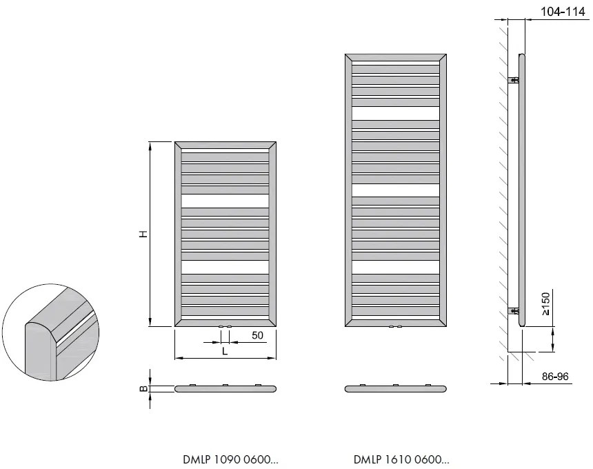 Isan Mapia Light Plus 1720 x 600 mm koupelnový radiátor bílý