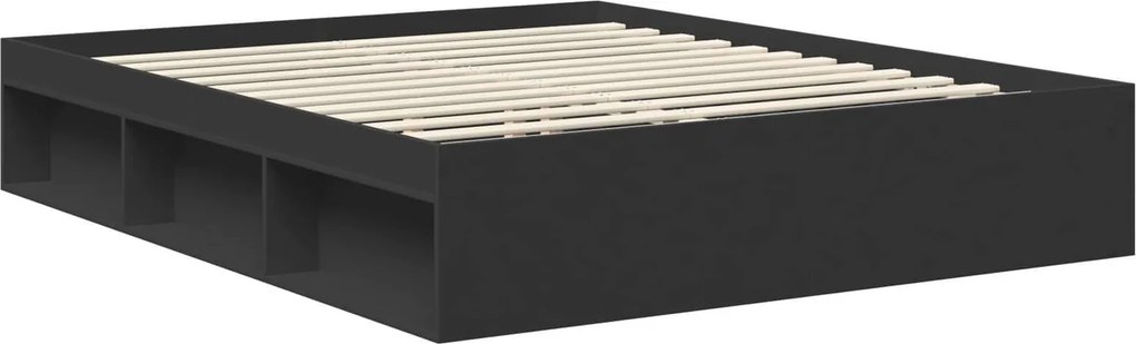 Rám postele s čelo Černá 160 x 200 cm Masivní borové dřevo 3410984