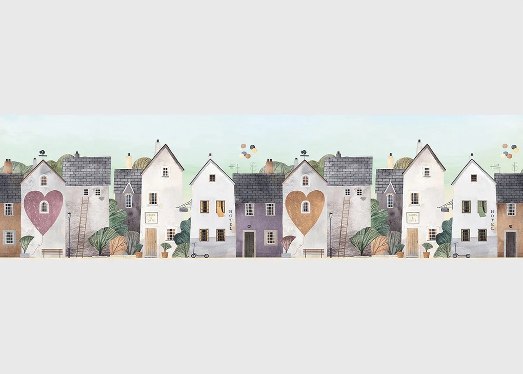 Dětská samolepící bordura na zeď Půvabné Sousedství | 5 m x 13.8 cm | DWBD8495