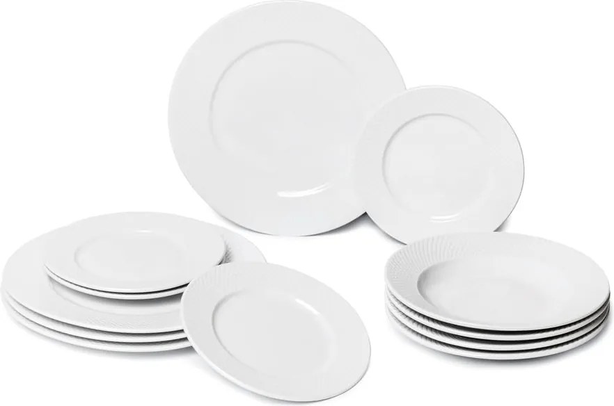 12dílná sada bílých porcelánových talířů Bonami Essentials Imperio