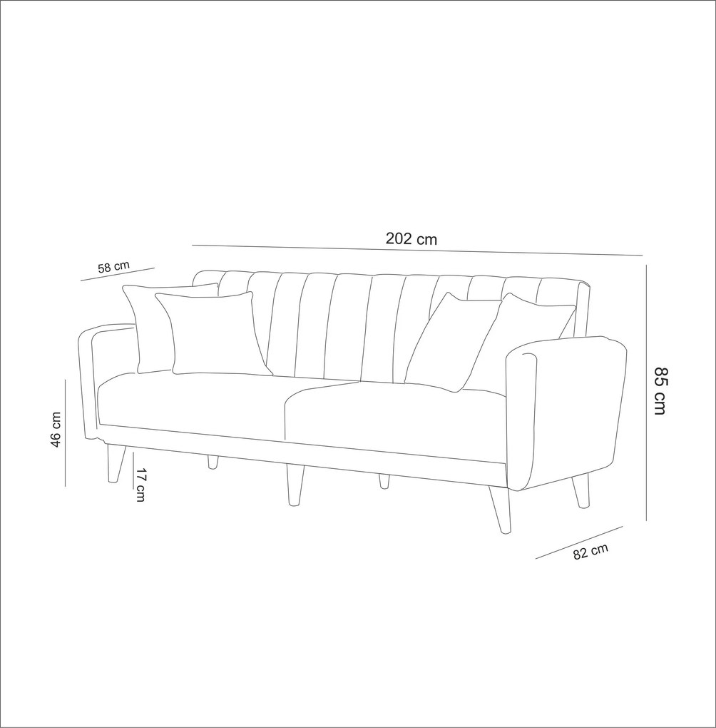 Atelier del sofa Rozkládací pohovka AQUA šedá 202 cm 867UNQ1313