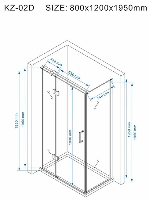 BPS-koupelny Obdélníkový sprchový kout HYD-OK02D 120x80 bílá/transparent - bez vaničky