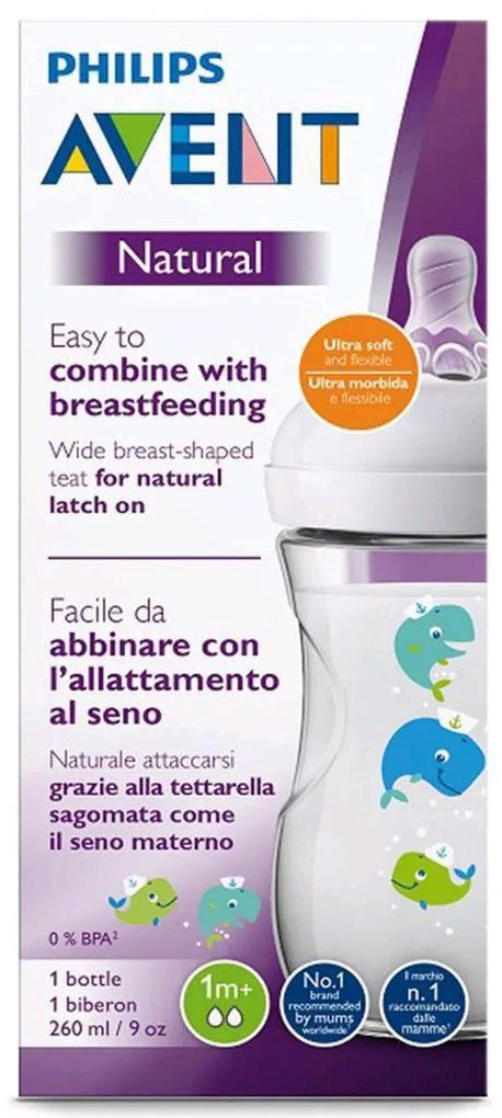 Avent Láhev Natural 260 ml Velryba