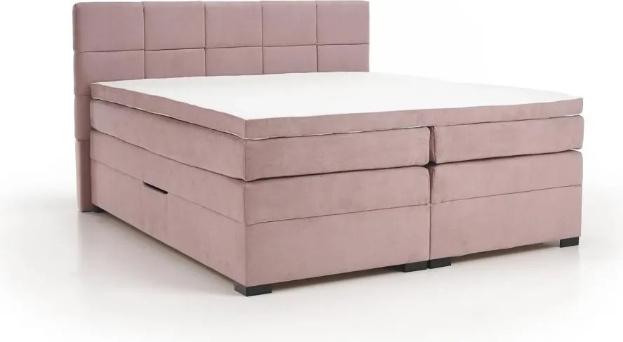 Boxspringová pocketová postel, 200x200, růžová, APRIL