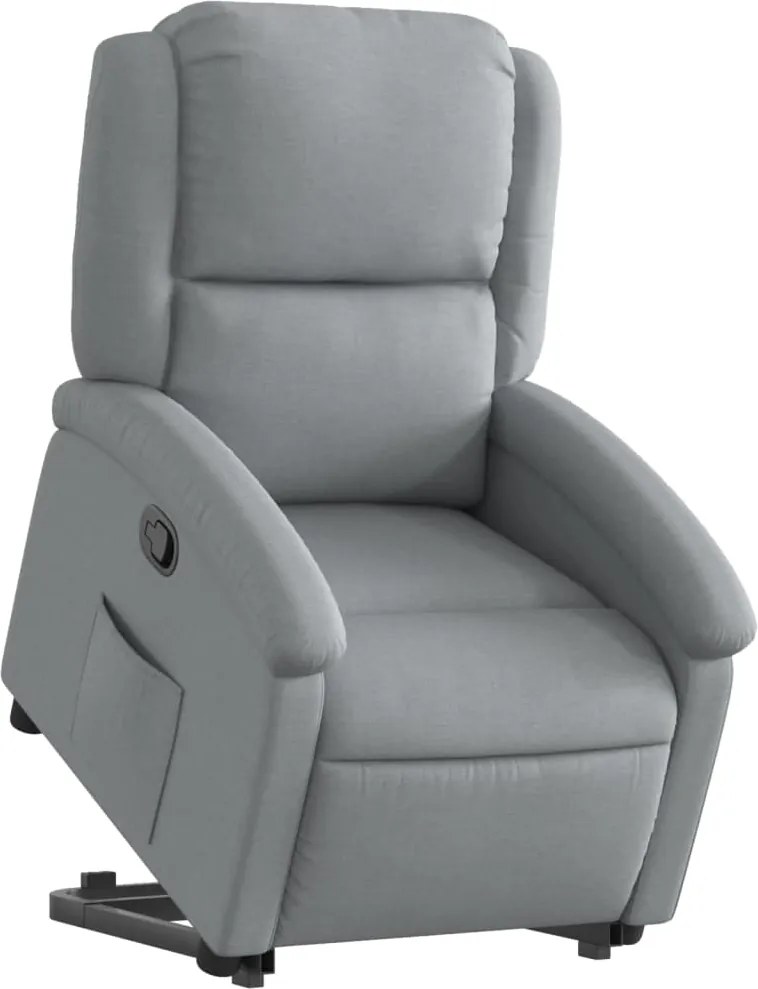 Zvedací polohovací křeslo světle šedé textil 3204164