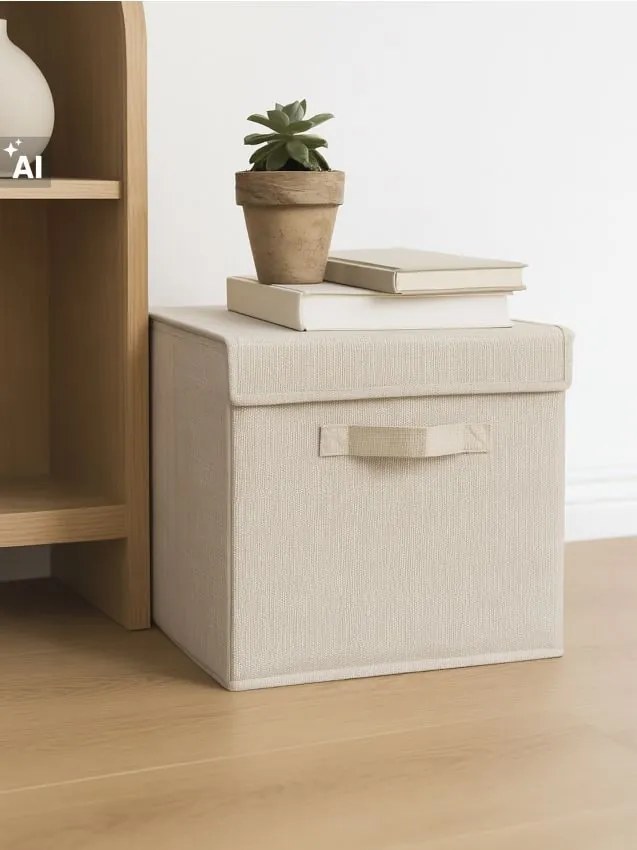 Sinsay - Skládací úložný box s rukojetí a víkem - béžová