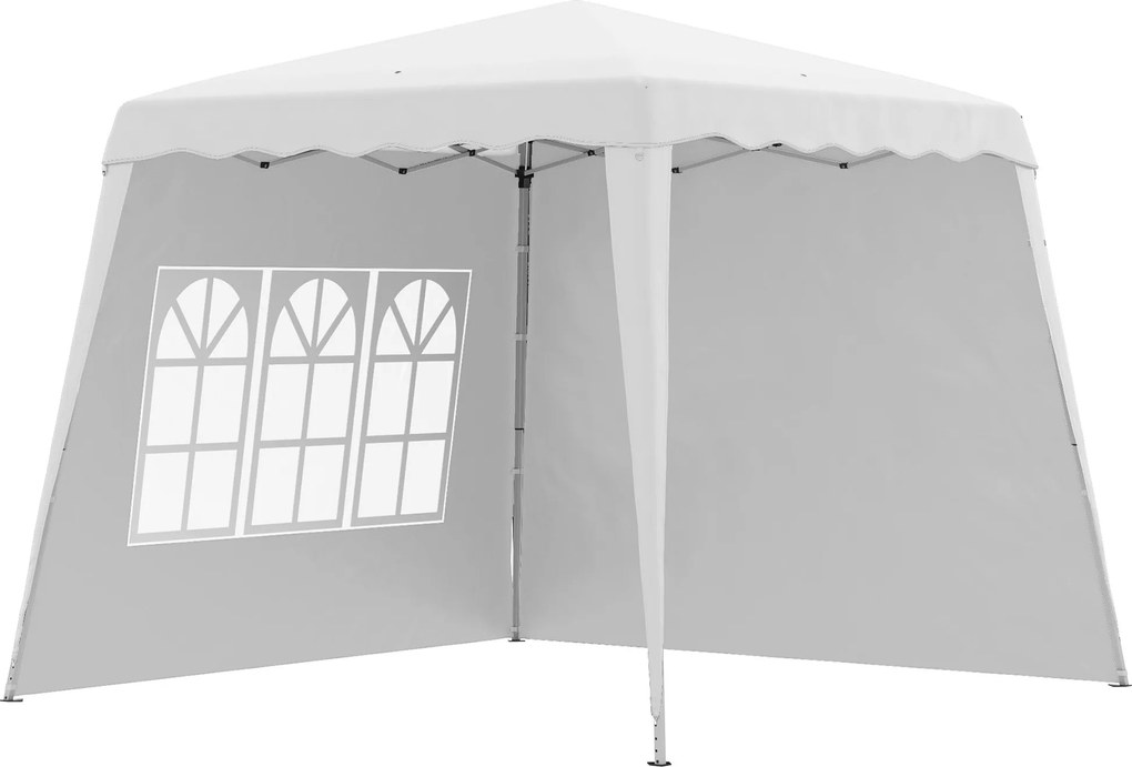 Skládací altán Outsunny 2,4 x 2,4 m s bočními stěnami a nastavitelnou výškou - Party stan s UV ochranou, skládací stan s nosným pytlem pro zahradu a b