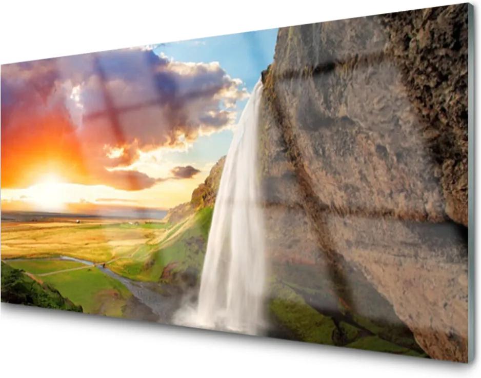 Plexisklo obraz Vodopád Slunce Krajina
