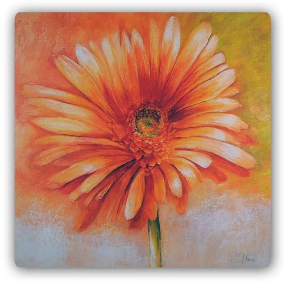 CARO Kovový obraz - Big Orange Flower 50x50 cm