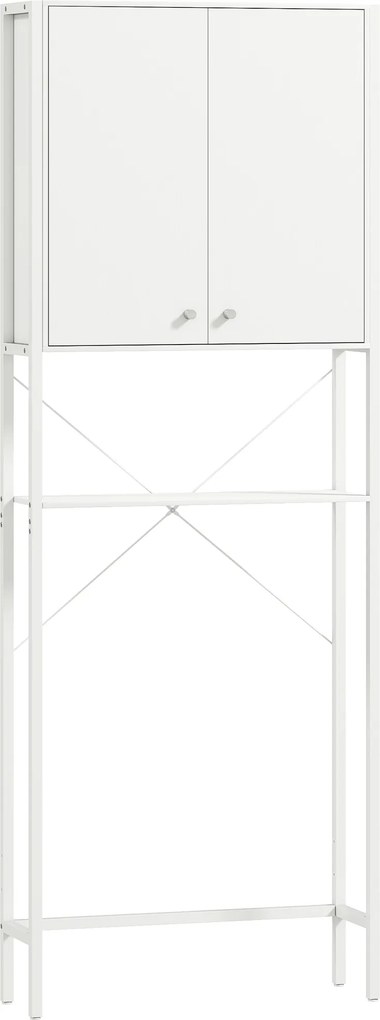 HOMCOM koupelnový nadstavec pro WC a pračku se skříňkou a otevřenými policemi, 64 x 20 x 180 cm, bílý
