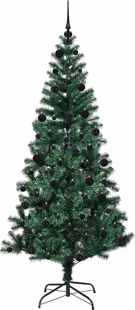 Umělý osvětlený vánoční stromeček Zelená 210 cm PVC a kov 3396776