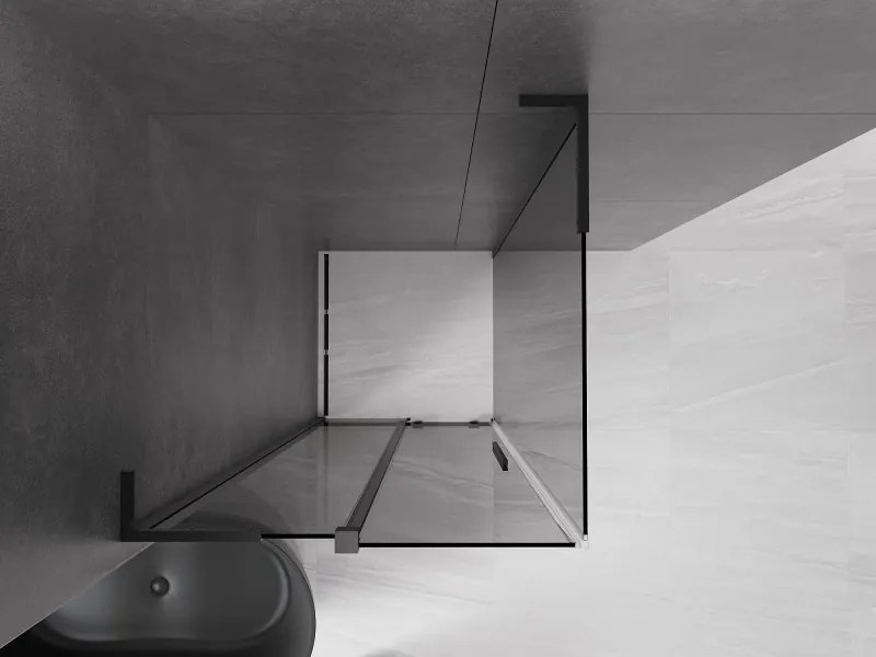 Mexen Velar L, sprchový kout s posuvnými dveřmi 100 x 100 cm, 8mm šedé sklo, černá matná, 871-100-100-43-70