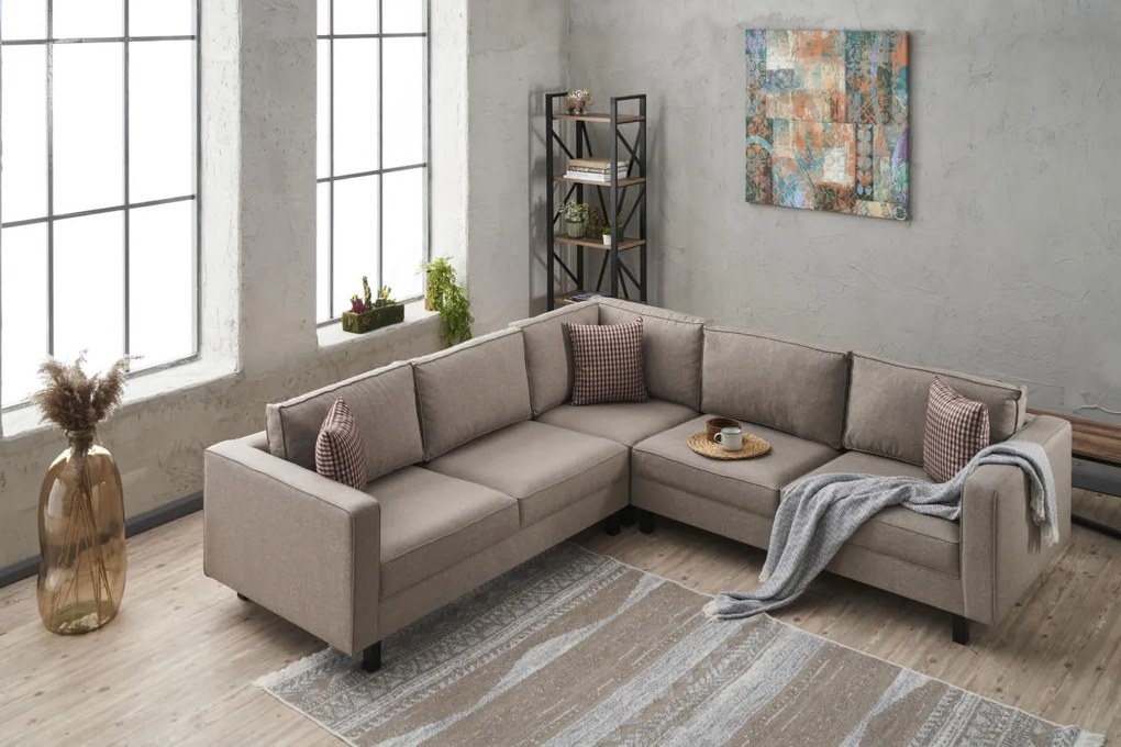 Atelier del Sofa Rohová sedací souprava Kale Linen - Cream, Krémová