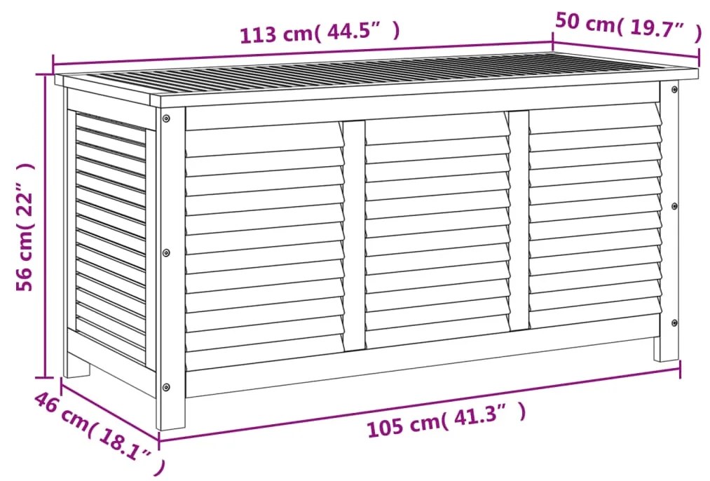 Zahradní úložný box s lamelami 113 x 50 x 56 cm masivní akácie