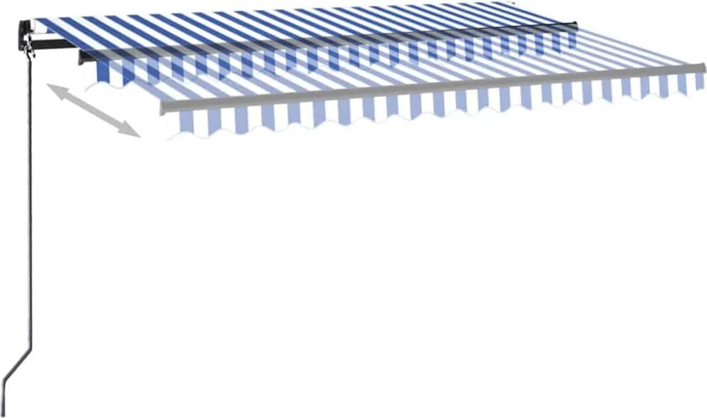 Ručně zatahovací markýza 400 x 350 cm modrobílá 3069176