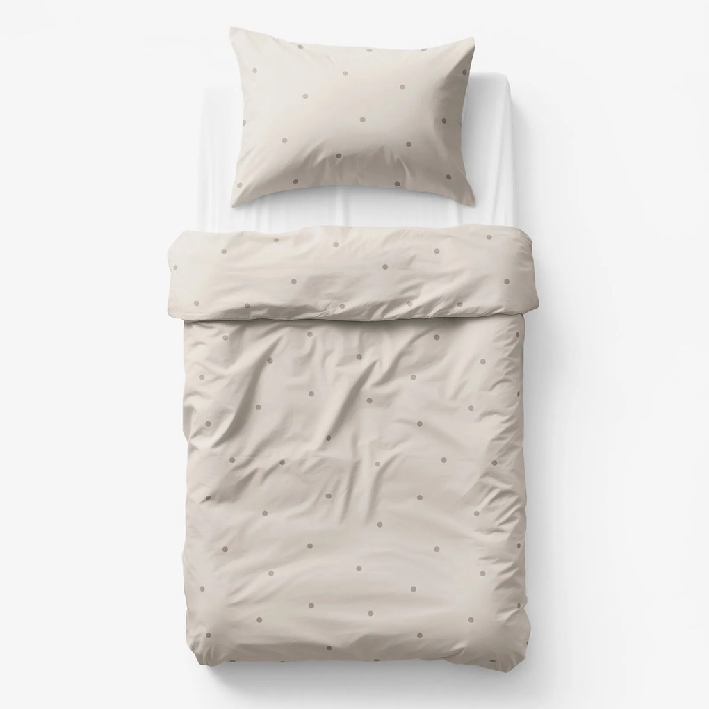 Goldea dětské bavlněné povlečení - puntíky na béžovém 140 x 200 a 70 x 90 cm
