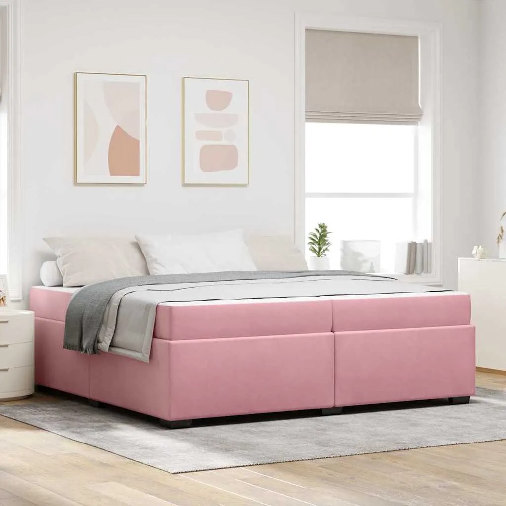 Rám postele s matrací Růžová 200 x 200 cm textil 3399313