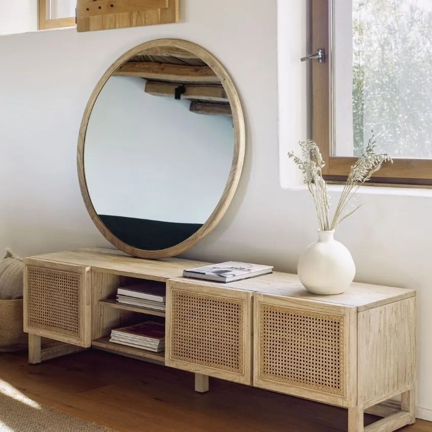 OnaDnes -20% Dřevěné závěsné zrcadlo Kave Home Alum 100 cm