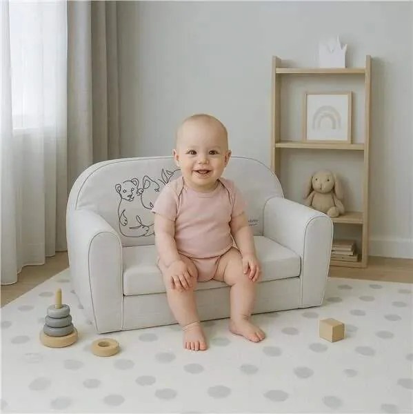 Dětská rozkládací pohovka New Baby Lion Family light grey