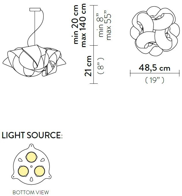 Slamp Fabula suspension prisma, designové závěsné svítidlo, 3x8W LED E27, prům. 48cm