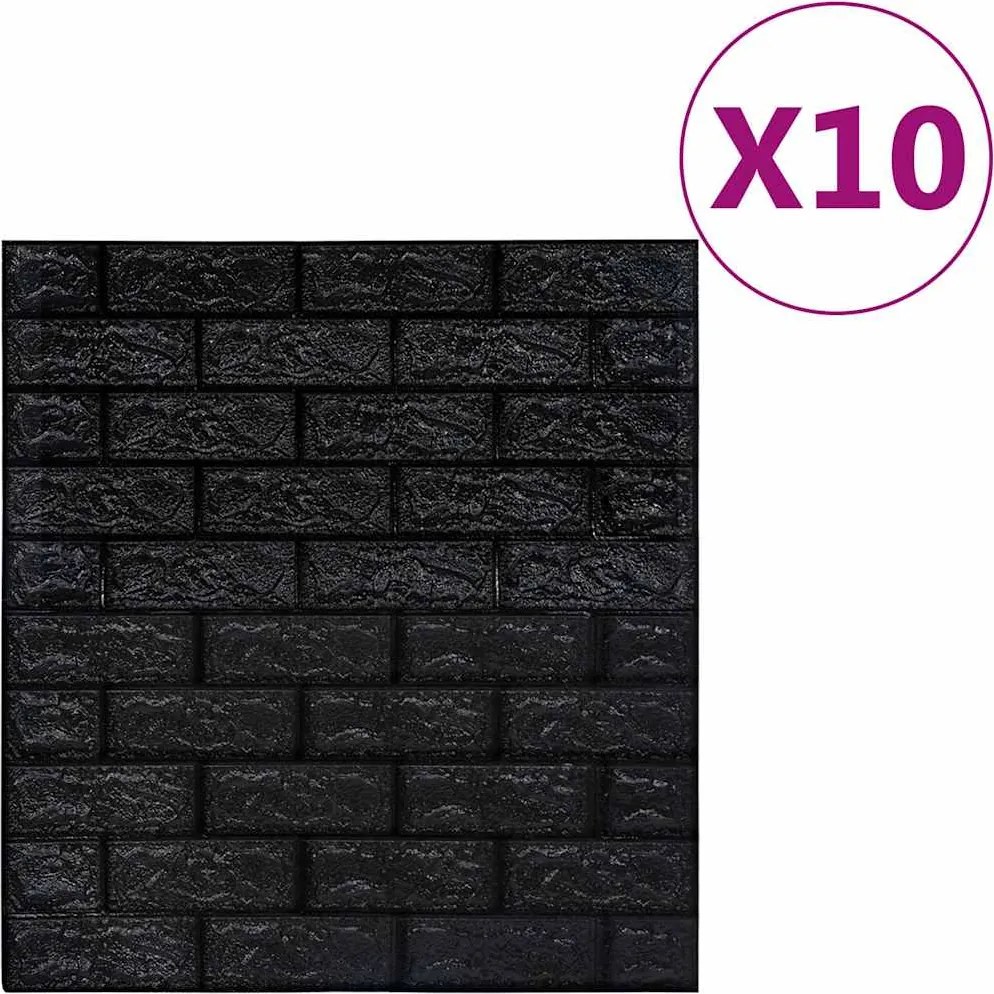 3D tapeta cihly samolepící 10 ks černá 150724