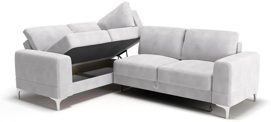MEBLE GORECKI ARIA II moderní rozkládací rohová sedačka s úložným prostorem bílá eko kůže 250 x 80 x 180 cm