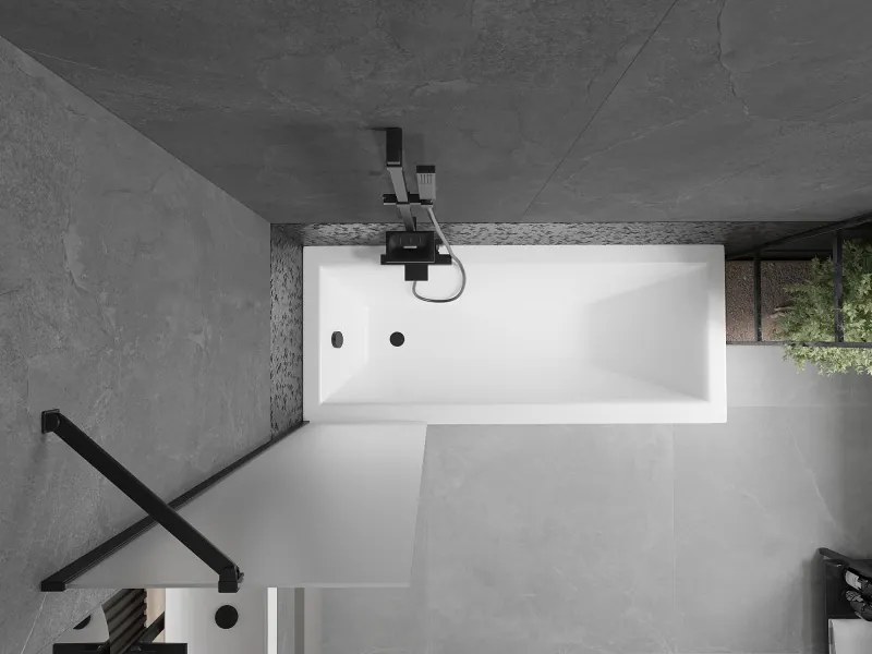 Mexen Next, vanová zástěna 1-křídlová 50 x 150 cm, fixní křídlo, 6 mm námraza sklo, černý profil, 895-050-000-00-30-70