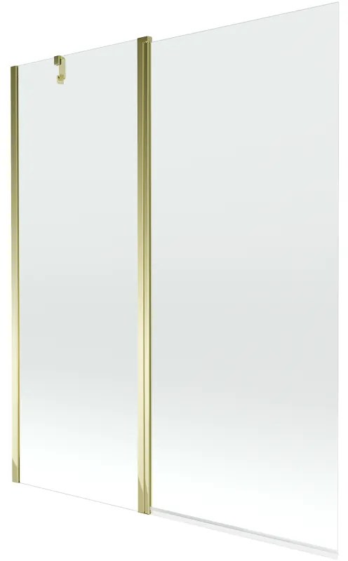 Mexen Flip, vanová zástěna 1-křídlová 140 x 150 cm, otočné křídlo, 6 mm čiré sklo, zlatý profil, 894-140-101-50-00