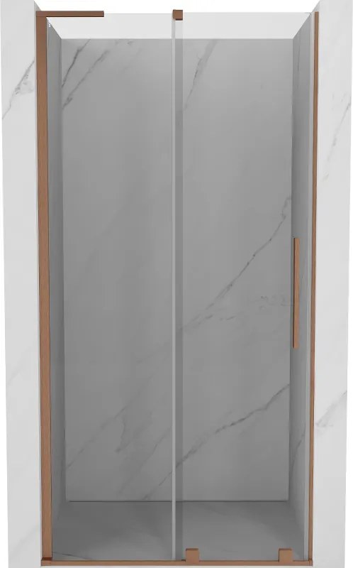 Mexen Velar L, posuvné sprchové dveře do otvoru 110 cm, 8mm čiré sklo, měděná matná, 871-110-003-01-65