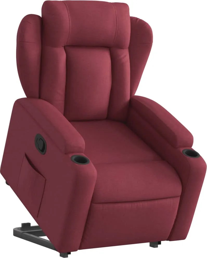 Zvedací polohovací křeslo vínové textil 3204485