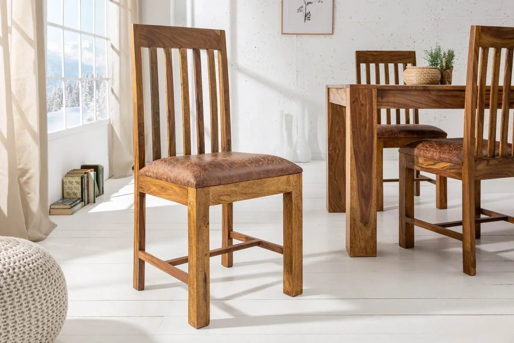 Jídelní set - stůl z masivu Timber 200cm + 4 židle Timber sheesham