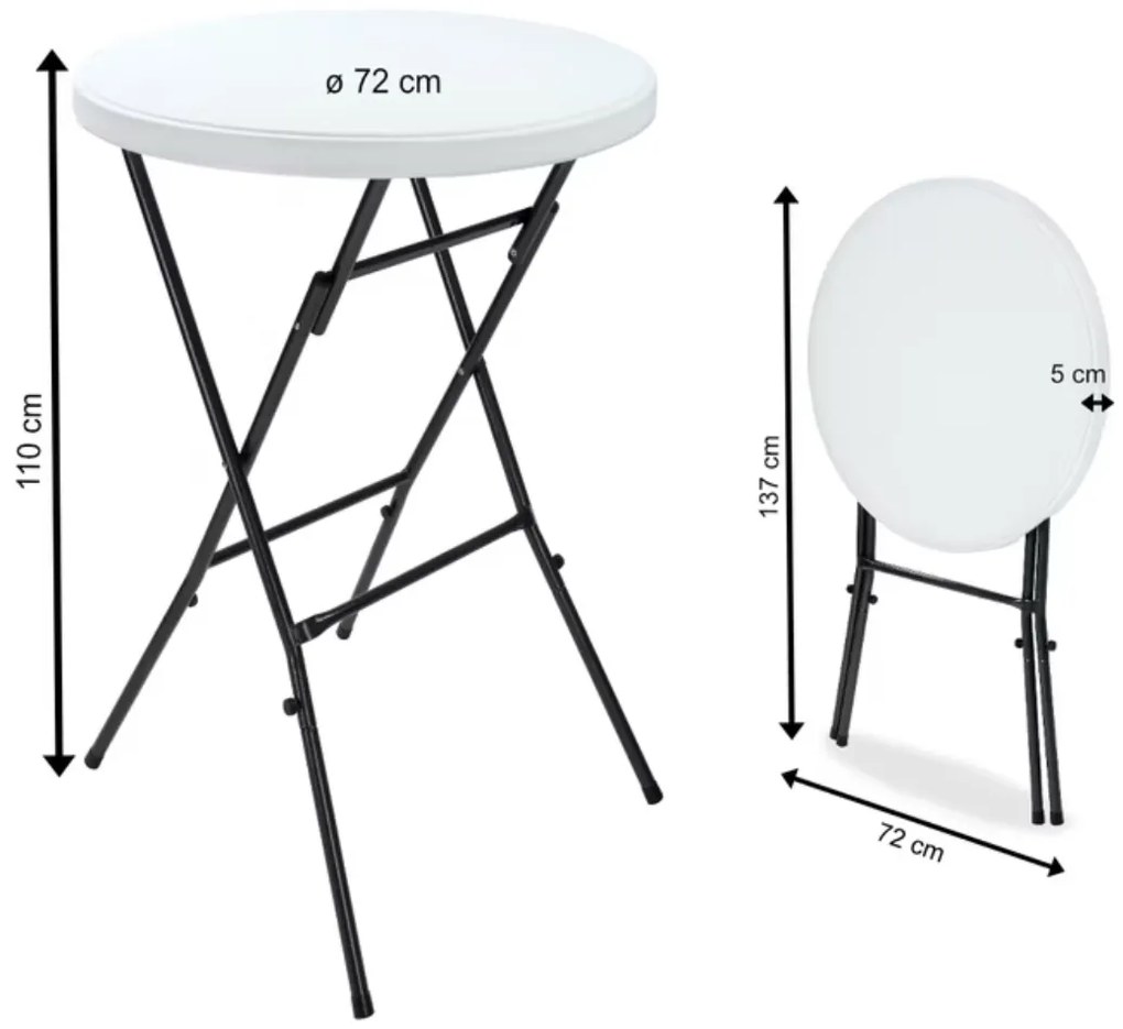 Plastový párty stůl LYDA, Ø72x110cm, bílá Casaria