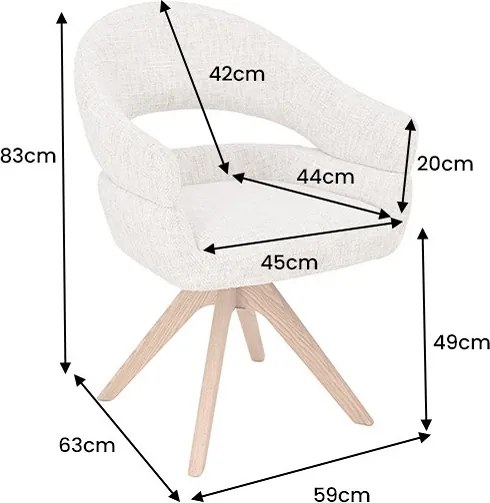 Designová otočná židle Yenibeth béžová / dub