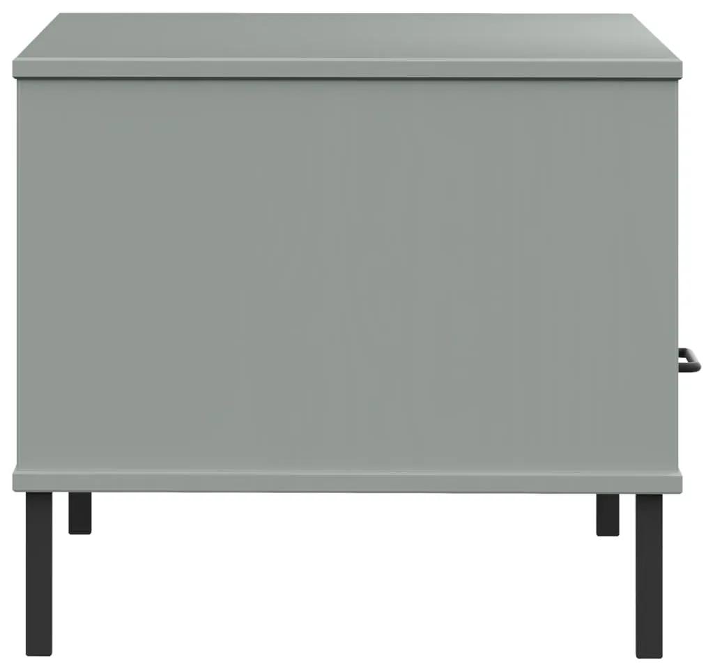 Konferenční stolek kovové nohy šedý 85 x 50 x 45 cm masiv OSLO - Default Title