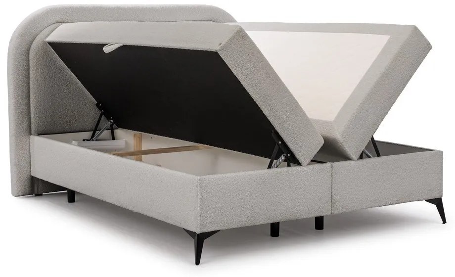 Světle šedá boxspring postel s úložným prostorem 160x200 cm Ornes – Ropez