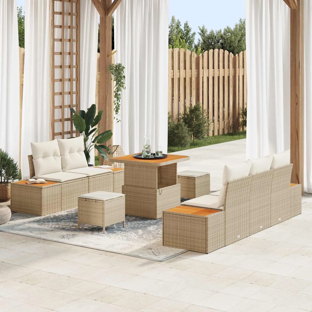 Sada zahradních pohovek 8 pcs 7-Seater Béžová a krémová 3363246
