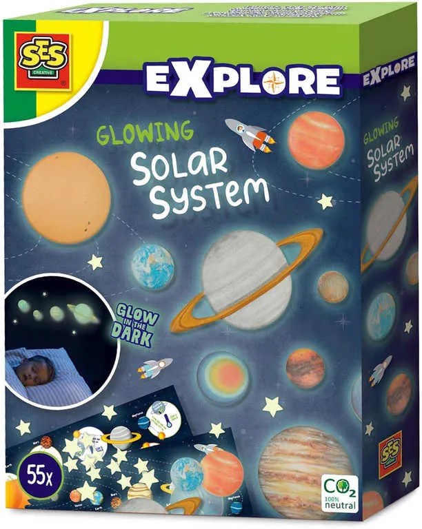 SES CREATIVE Explore Svítící planety dekorace nálepky svítící ve tmě 25123