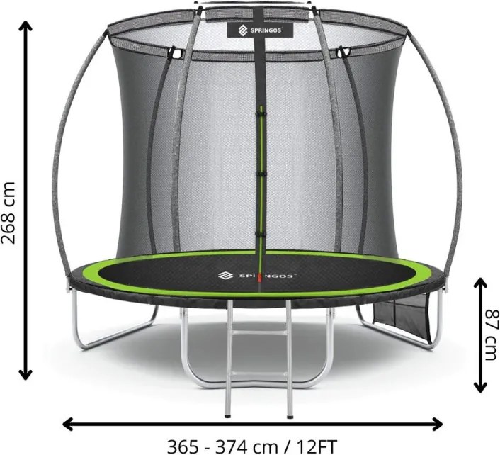 Trampolína SPRINGOS PRO 366 cm s vnitřní ochrannou sítí + žebřík
