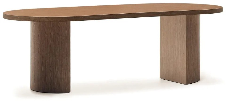 Kulatý jídelní stůl s deskou v dekoru ořechového dřeva 100x240 cm Nealy – Kave Home