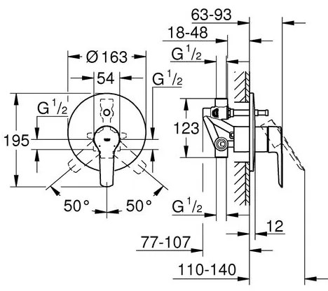 Grohe Start Páková vanová baterie podomítková chrom 23558002