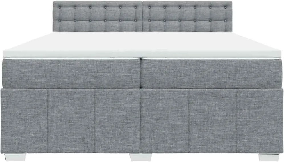 Box spring postel s matrací světle šedá 200 x 200 cm textil 3289489