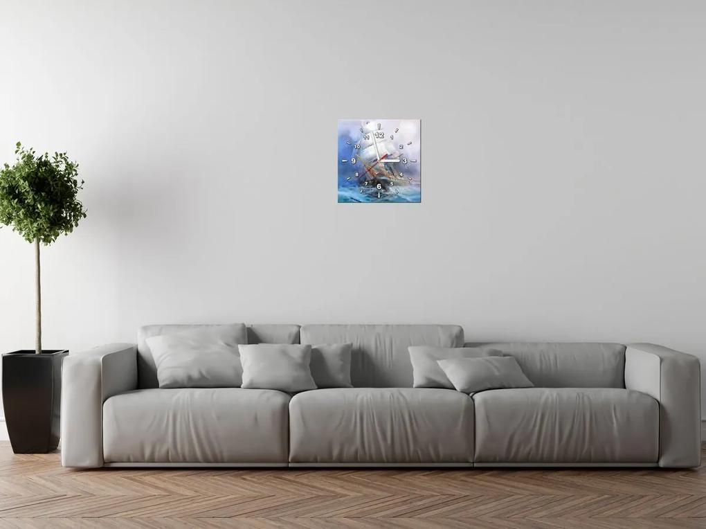 Gario Obraz s hodinami Plachetnice na rozbouřeném moři Rozměry: 30 x 30 cm