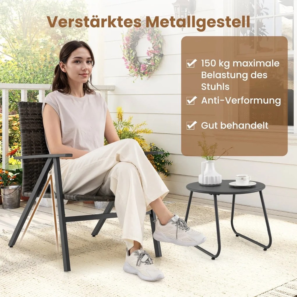 Costway 3-dílná venkovní bistro sada zahradního nábytku včetně kulatého