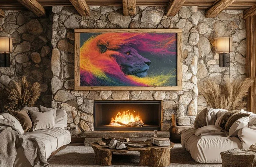 Král barevné savany - obraz - Neonový lev v záři barev 83 - 50 x 70 cm - 649 Kč