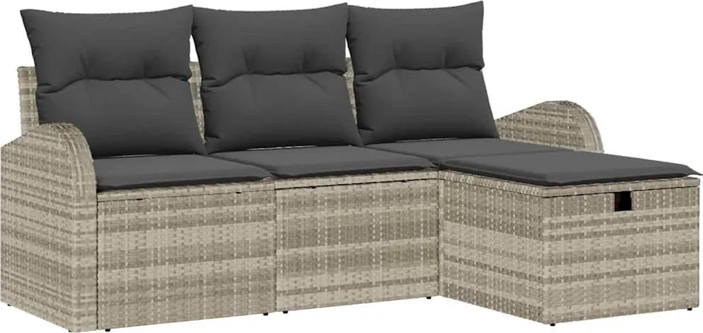 Set pohovek 4 ks Světle šedá polyratan 3359051